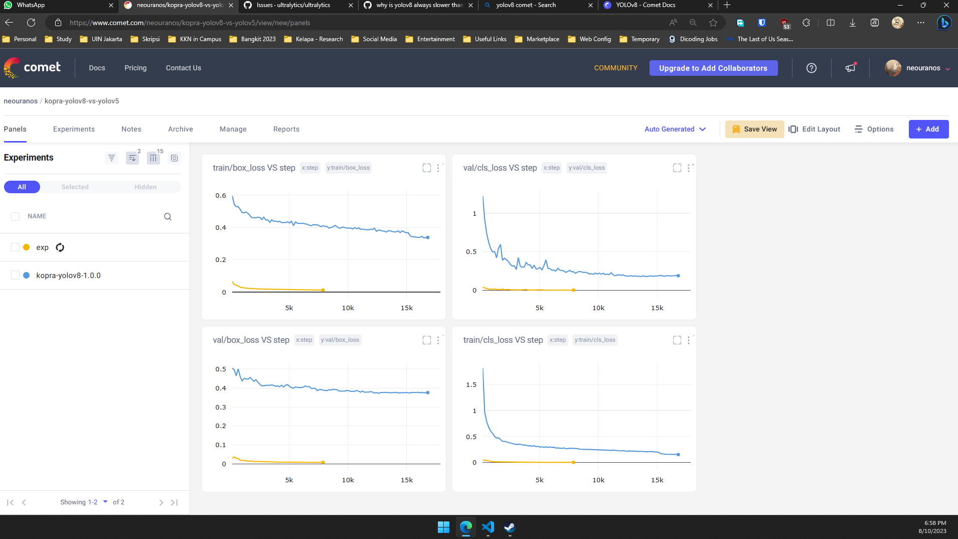 Please Help Me Comparing and Synchronize the Results Value YOLOv5 vs YOLOv8 using Comet · Issue ...