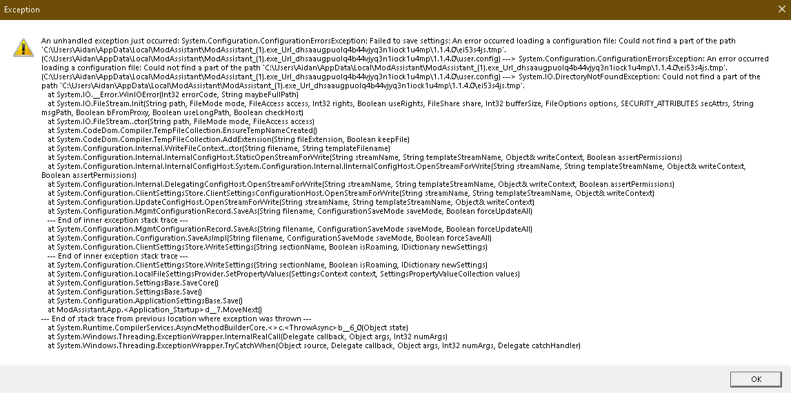 Error Message Appears Upon Launching · Issue #119 · bsmg/ModAssistant · GitHub