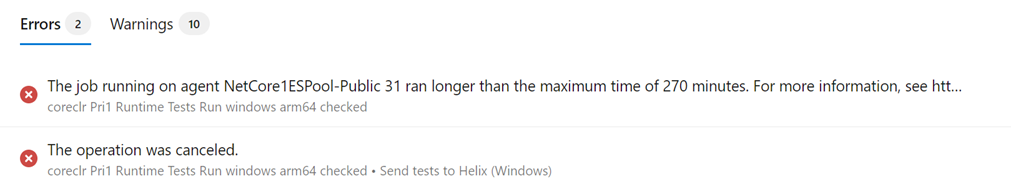 Test failure: [error] The job running on agent NetCore1ESPool-Public 31 ...