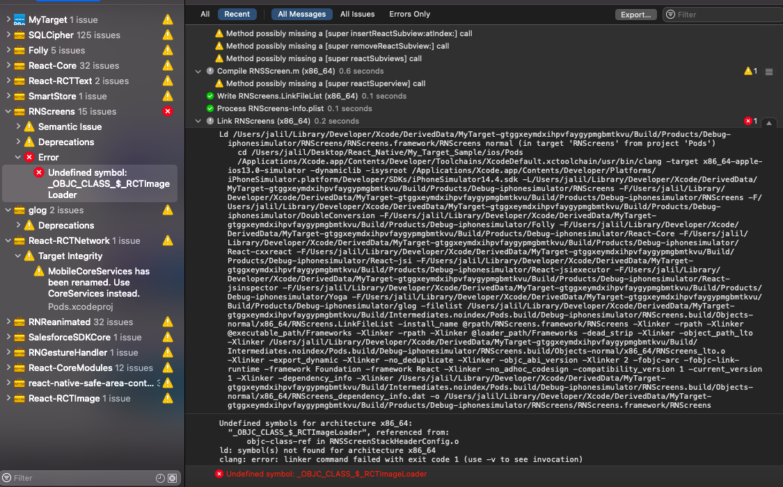 Linker Command Failed For Xcode 1201 · Issue 587 · Flexn Iorenative · Github