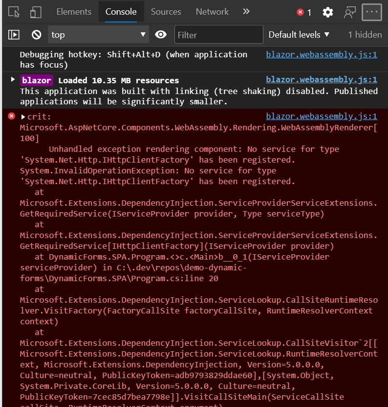 No service for type 'System.Net.IHttpClientFactory' has been registered · Issue #1860 · Azure ...