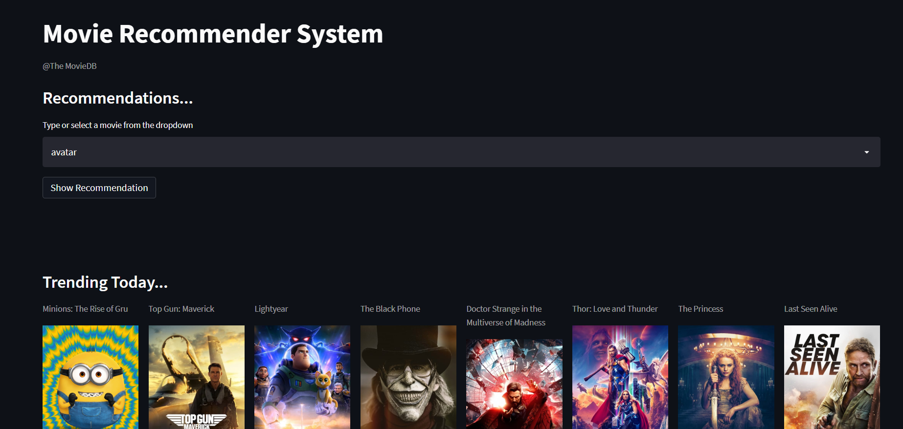 GitHub - Kirtibhanu07/movie-recommender-trends-system: Movie Recommender System using streamlit ...
