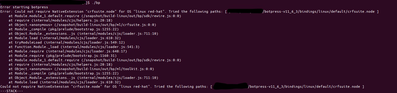 Error starting botpress (Could not require NativeExtension "crfsuite.node") · Issue #646 ...