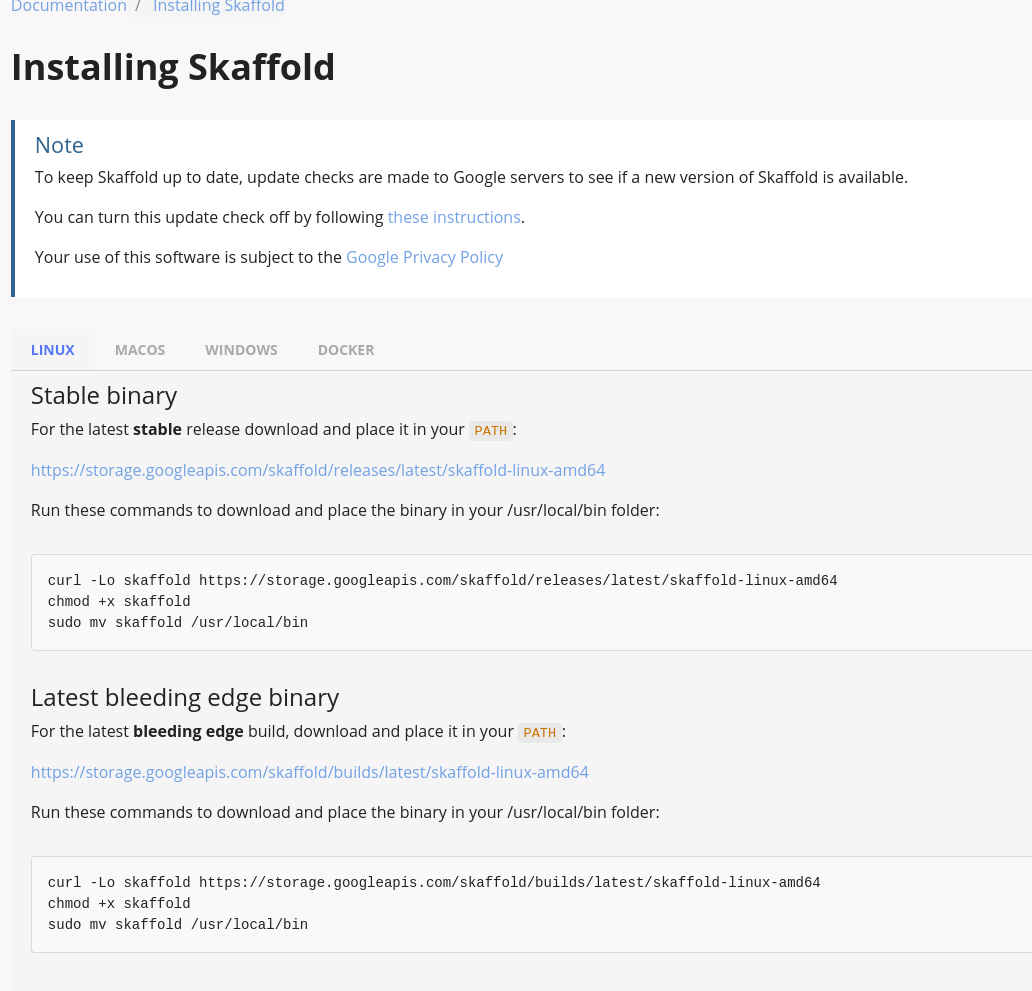 Installing Skaffold page does not actually talk about how to install it · Issue #3286 ...