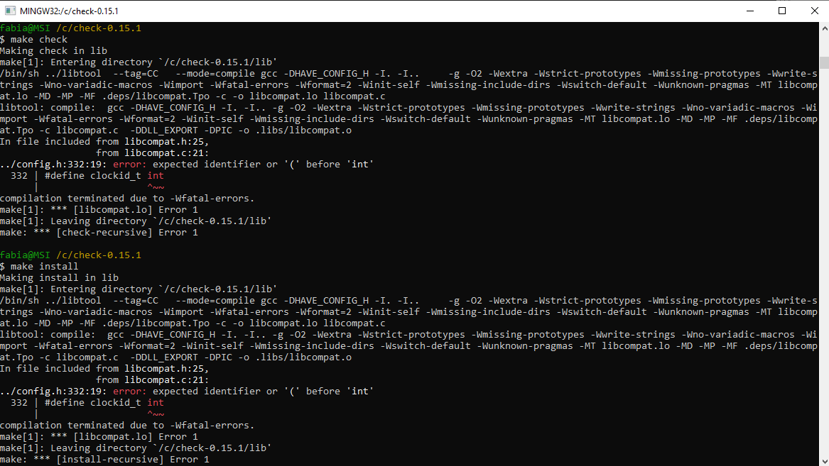 Make commands not working on Windows 10 at setting check up · Issue #297 · libcheck/check · GitHub