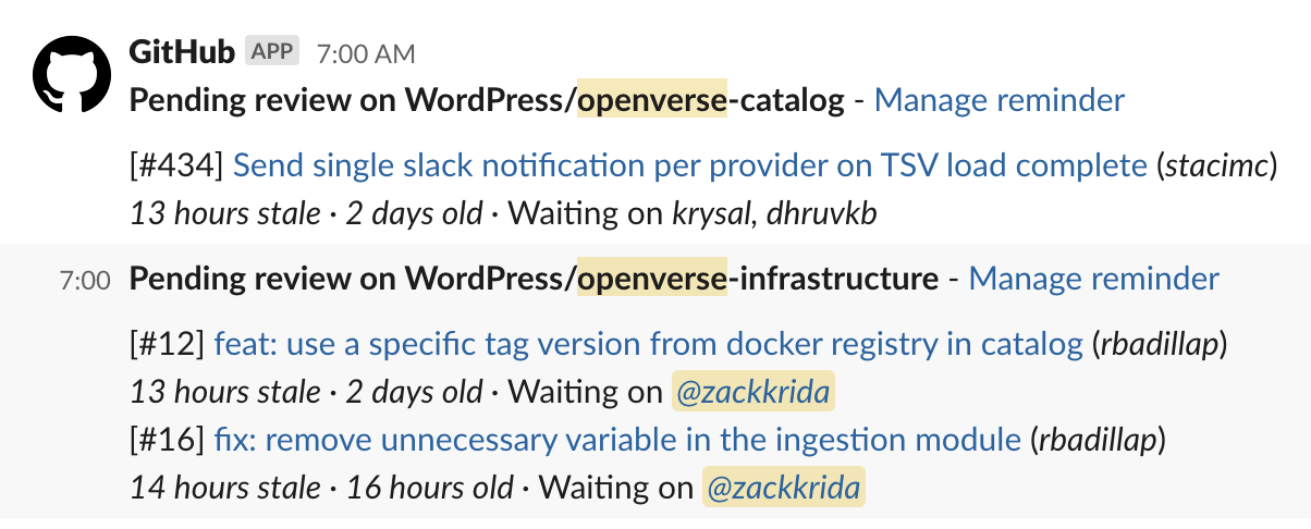 Notifications for PR review · Issue #158 · WordPress/openverse · GitHub