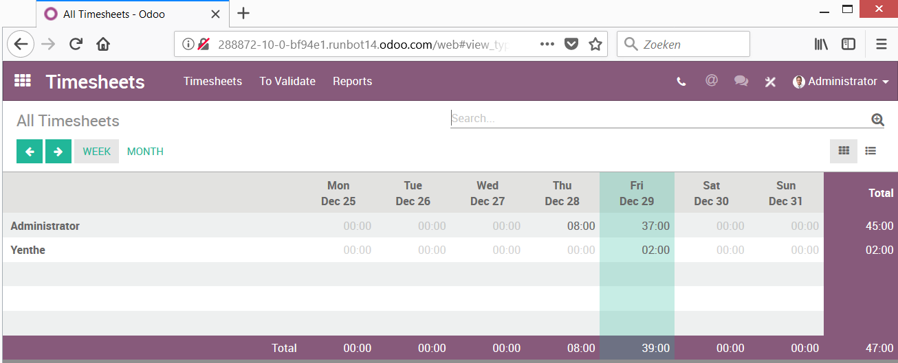 Timesheets To Validate Not Seems Any Timesheet Of Any User Admin Side · Issue 18652 · Odooodoo