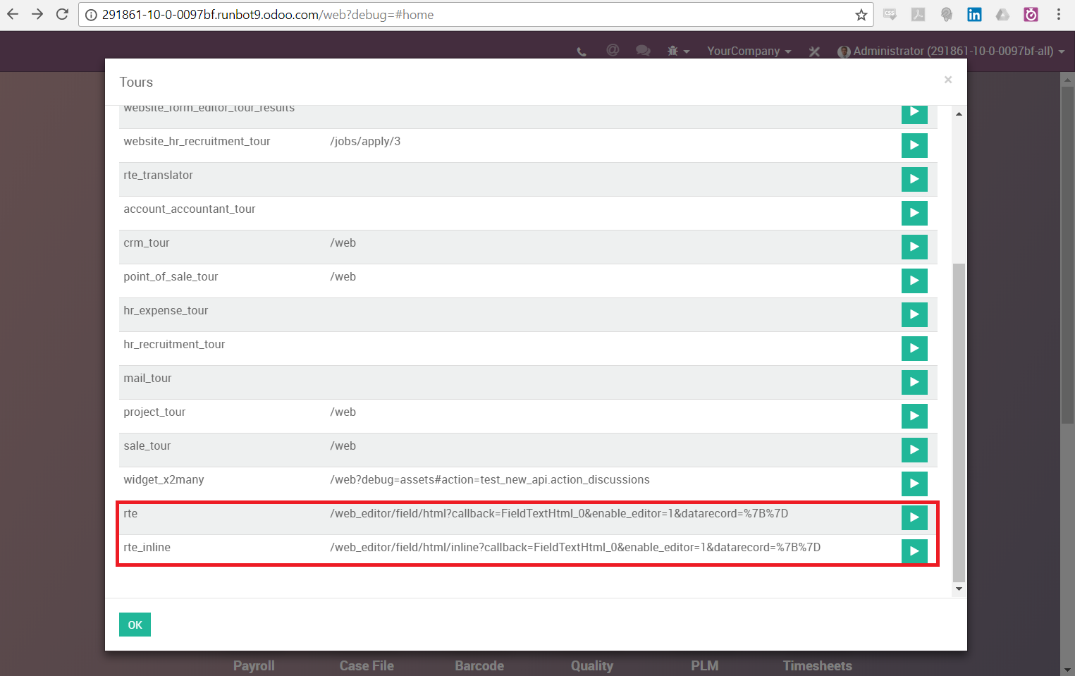 [10.0/11.0] rte and and rte_inline tour creating cluttered output and ...