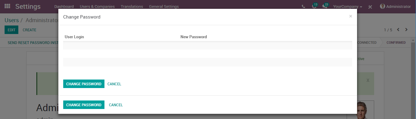 Redundant (Two) Change password and Cacel Button on User formview · Issue #23045 · odoo/odoo ...