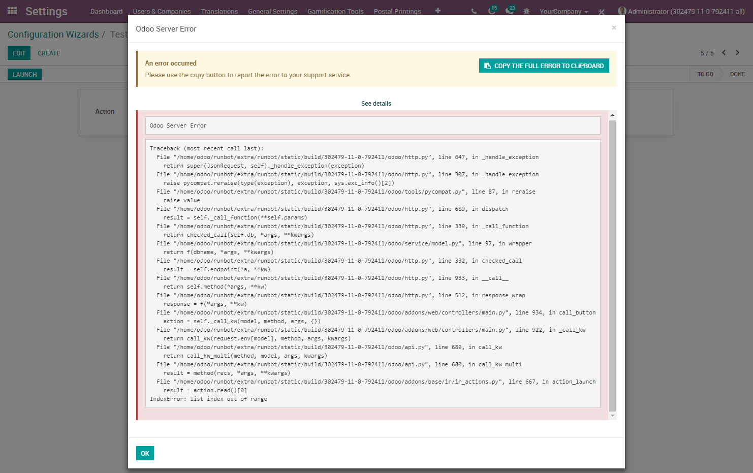 OdooV11E : Traceback while Launching a Configuration wizards. · Issue #23057 · odoo/odoo · GitHub