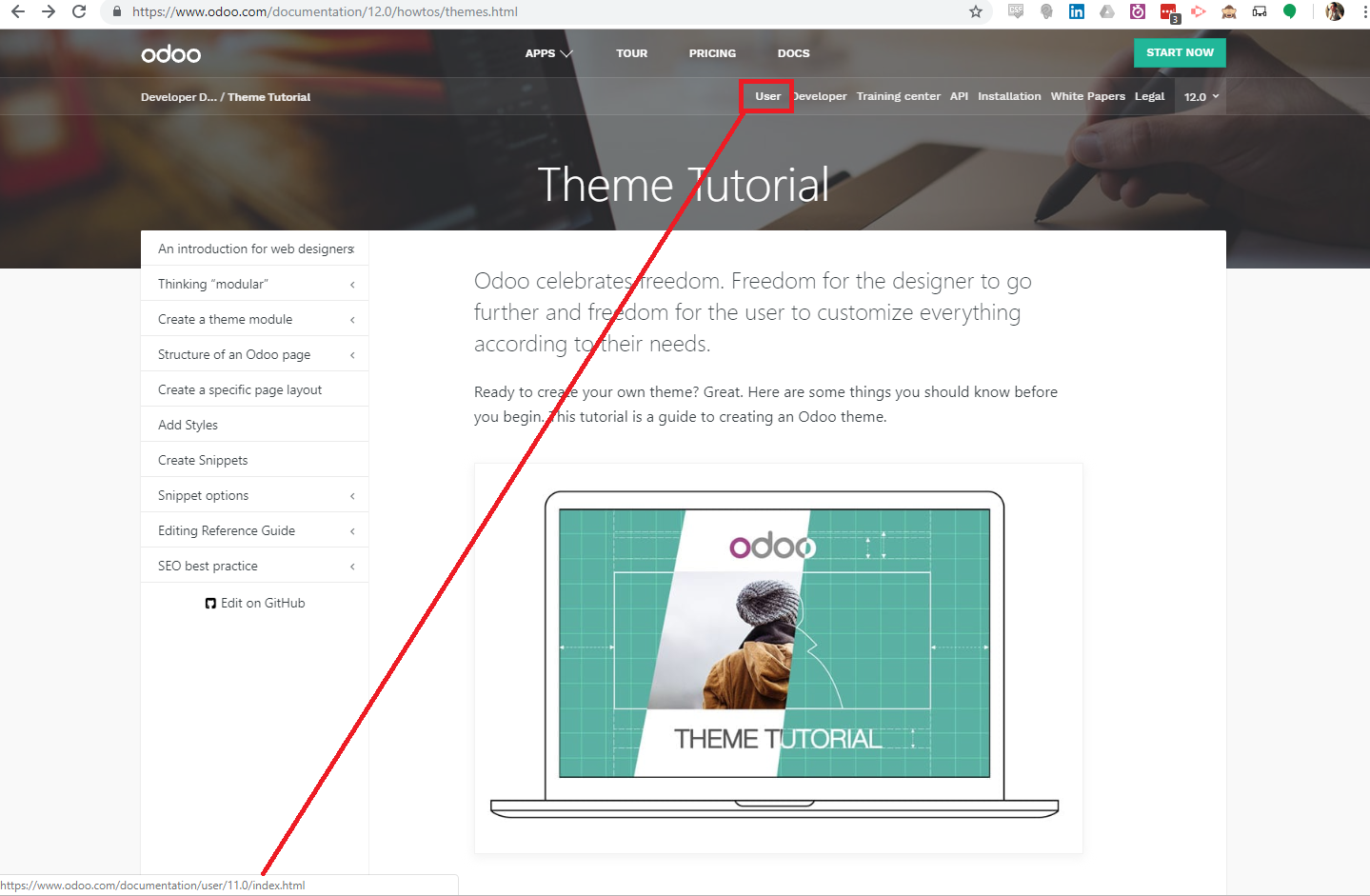 [12.0] documentation headers link to V11 · Issue #28049 · odoo/odoo · GitHub