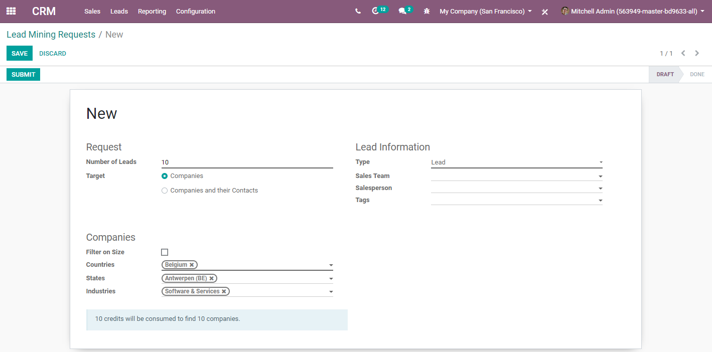[Master] crm: creating lead mining request results in traceback · Issue #34910 · odoo/odoo · GitHub