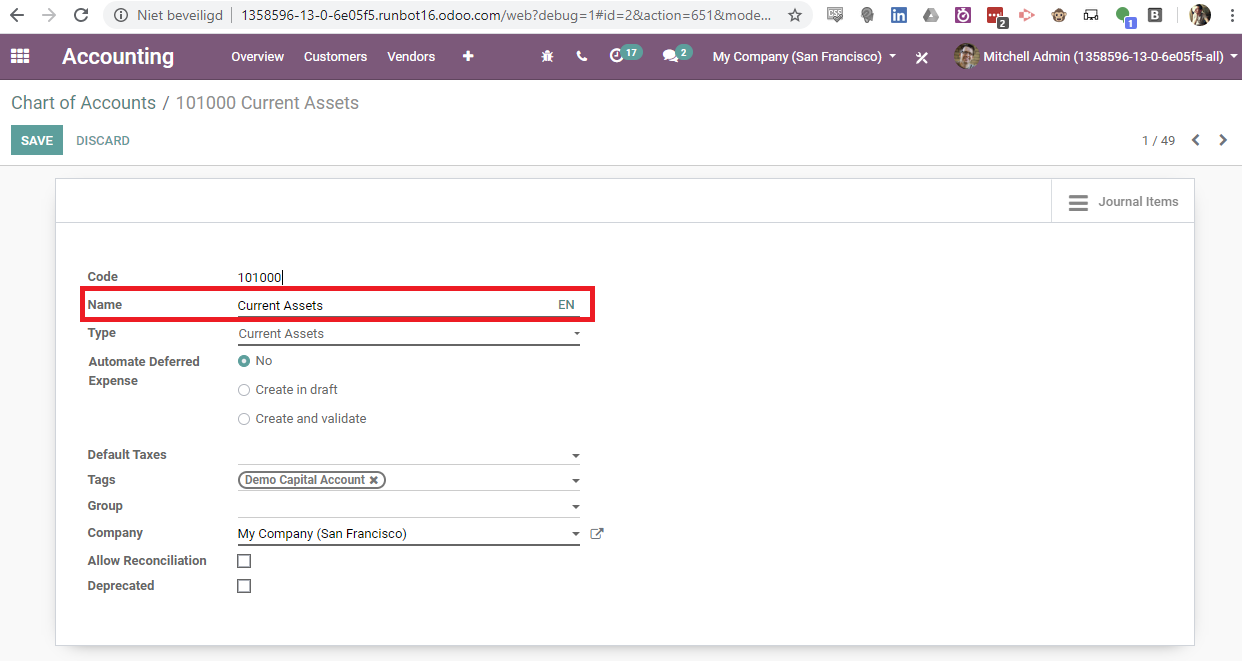 [12.0] [13.0] Unable to translate Name of an account · Issue #45847 · odoo/odoo · GitHub
