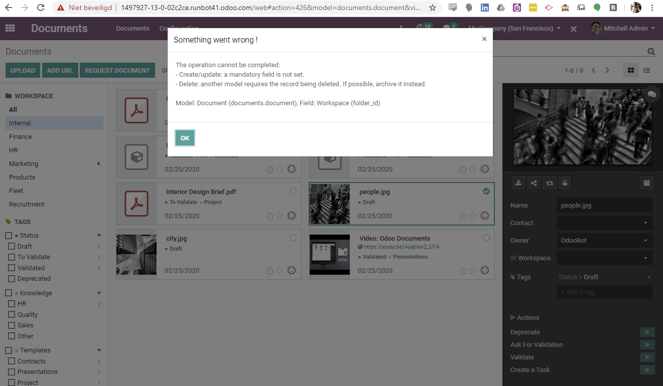 [13.0] removing workspace results in error · Issue #46272 · odoo/odoo ...