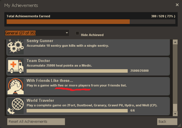 [TF2] The description of the achievement "With Friends Like these..." is incorrect on Steam ...