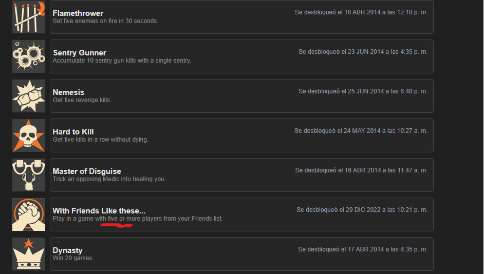 [TF2] The description of the achievement "With Friends Like these..." is incorrect on Steam ...