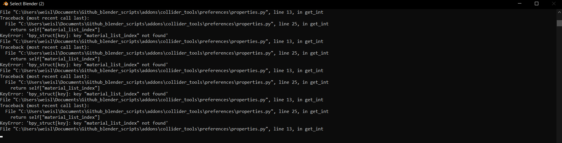 Material list index not found! · Issue #288 · Weisl/simple_collider · GitHub