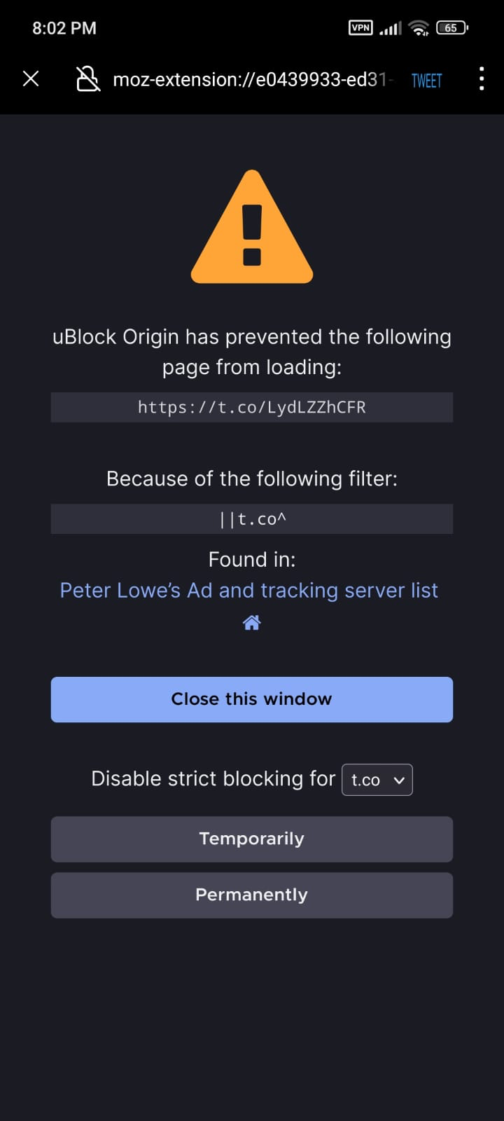 Twitter generated URLs can't be accessed · Issue #13207 · uBlockOrigin/uAssets · GitHub