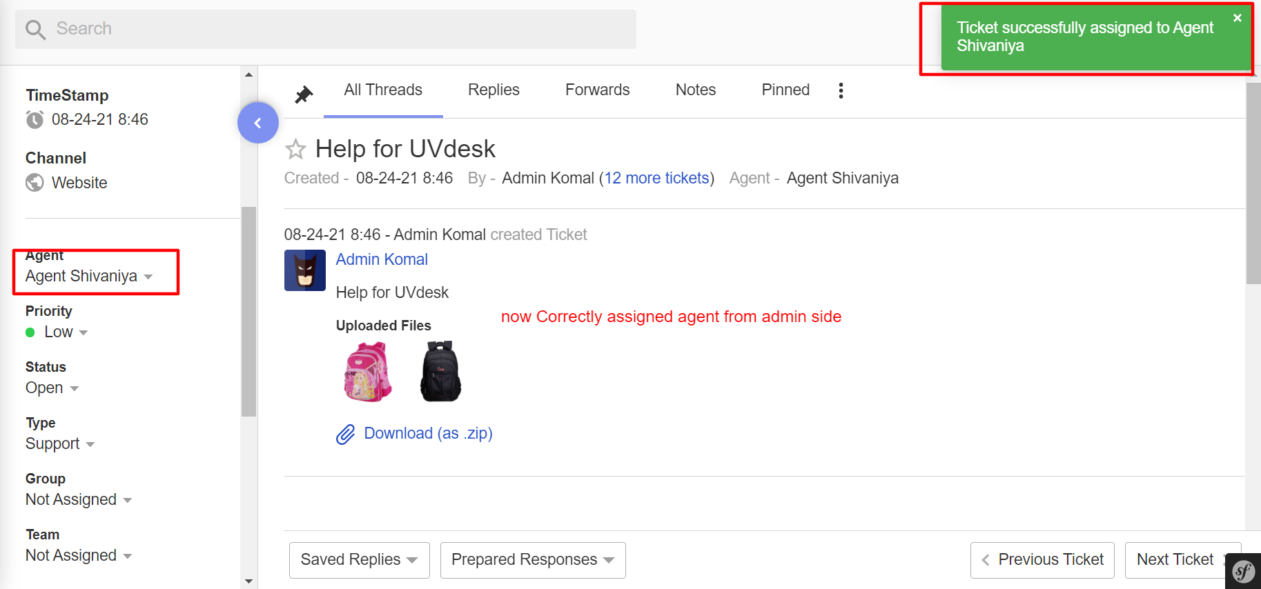 Assigned Agent from admin side showing getting error · Issue #407 · uvdesk/core-framework · GitHub