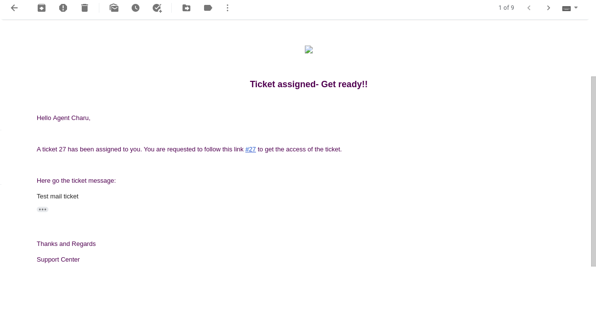 In the ticked assigned email template the tag to include the ticket ...