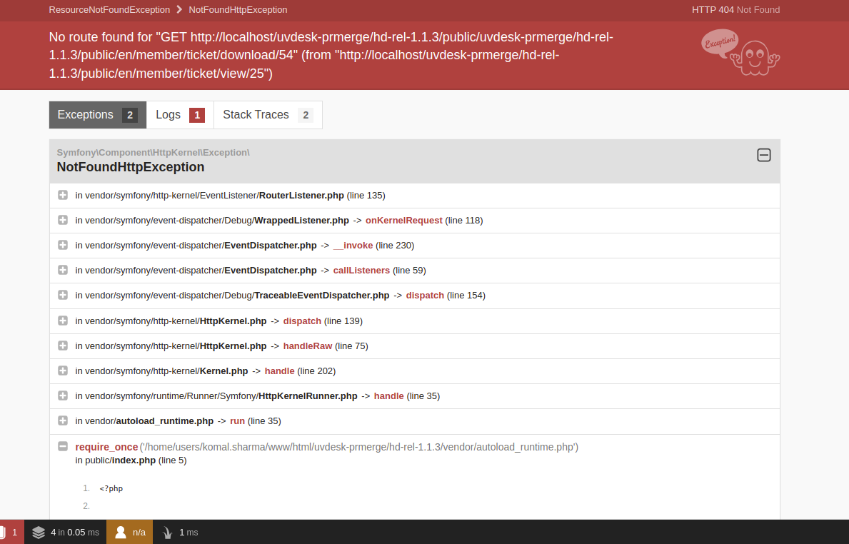 When click on attachment for download then shows an error on admin panel · Issue #651 · uvdesk ...