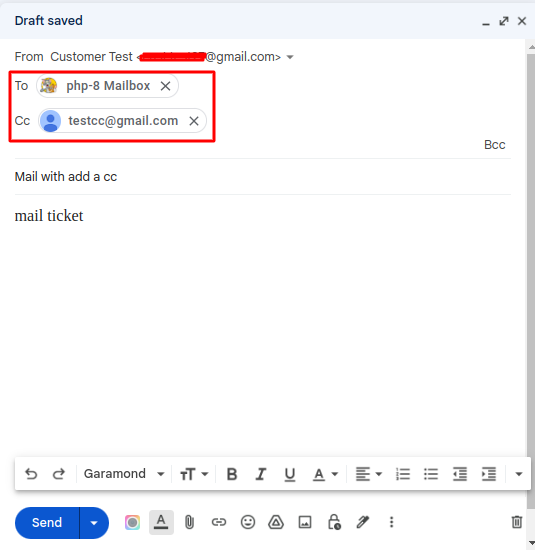 When Create A New Ticket From Email Side With Add A Cc After That Refresh Mailbox Showing An