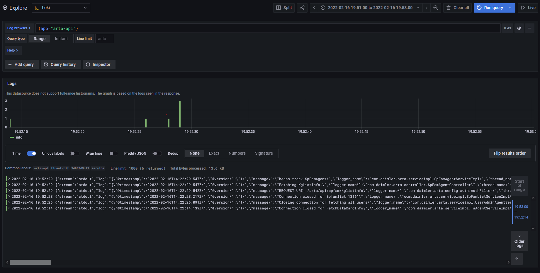 Many logs are missing from Loki datasource in grafana · Issue #5412 · grafana/loki · GitHub