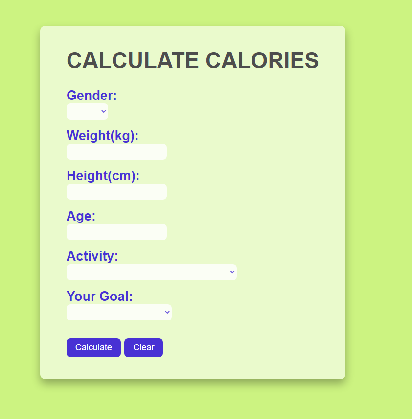GitHub - fenomenogr777/Calculate-Calories: Input your data and it will ...