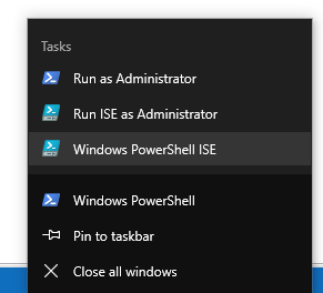 Extend the Task bar menu for Windows PowerShell to also include any ...