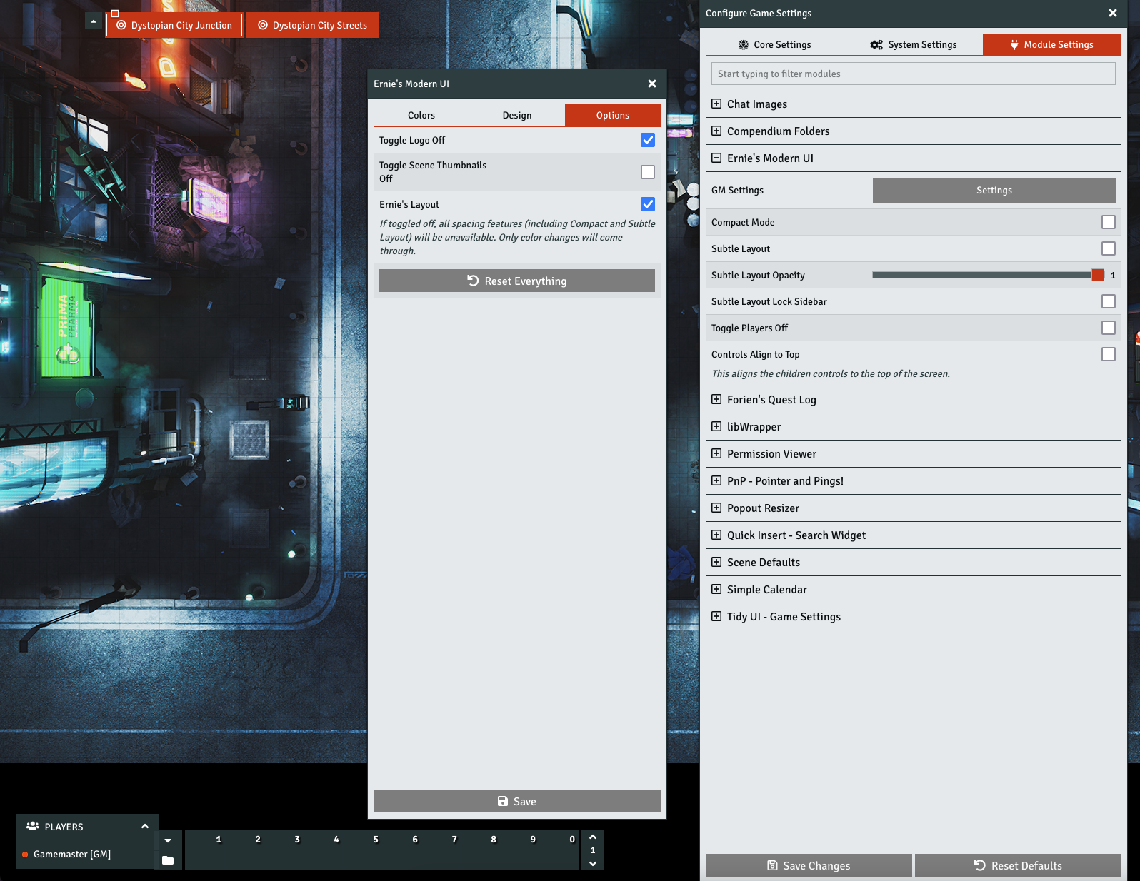 [BUG] Scene control buttons become invisible when Ernie's Layout is turned on · Issue #147 ...