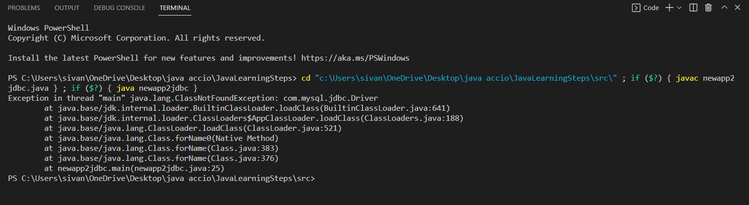 Java jdbc reference libraary importing jar file but still java program not able to use it ...