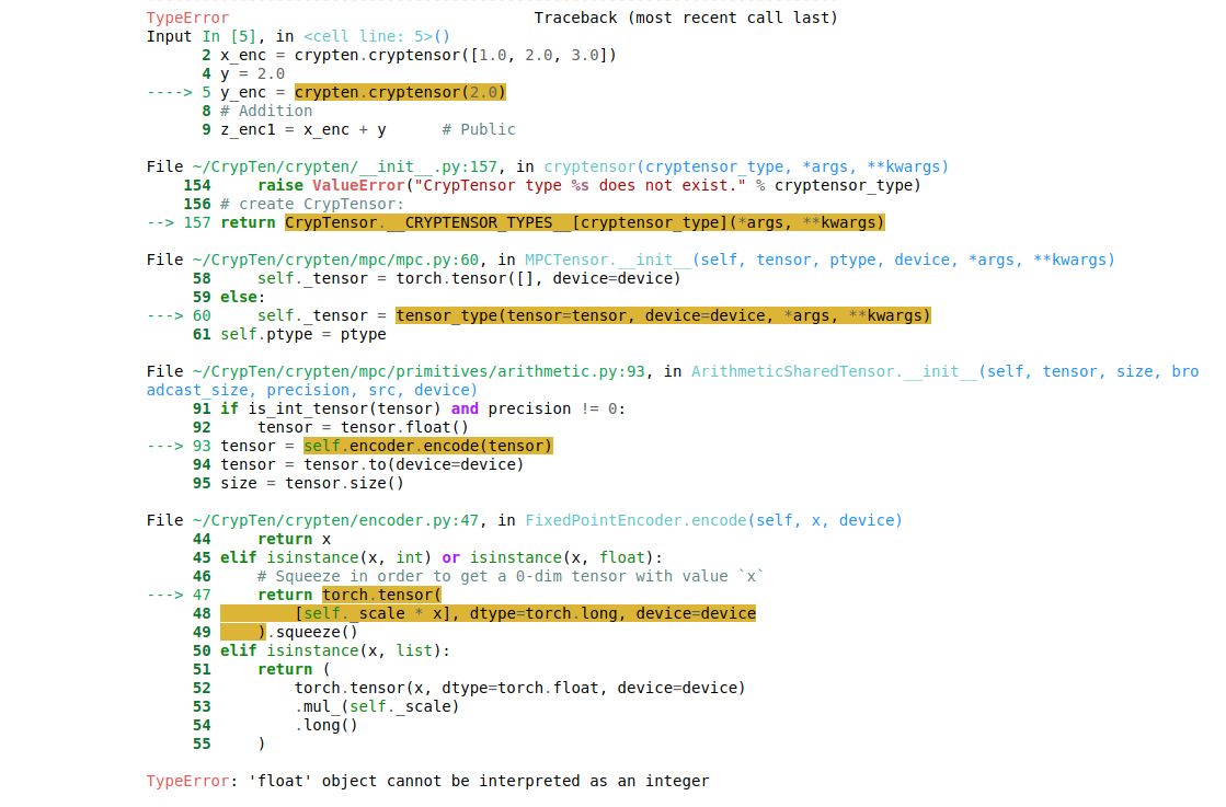 when I run Tutorial_1_Basics_of_CrypTen_Tensors:'float' object cannot ...