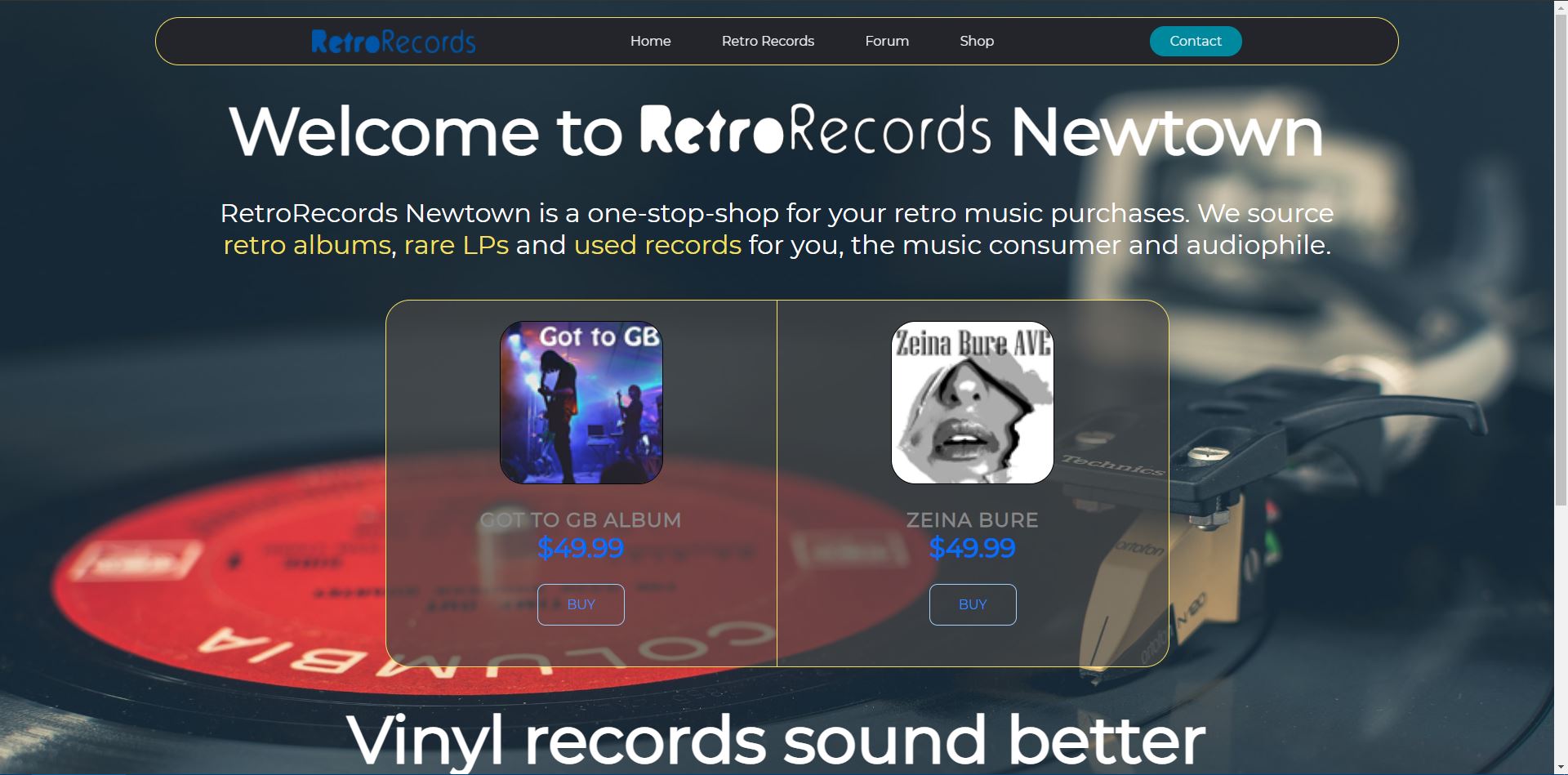 GitHub - alenbasar1/RetroRecords: This is a retro LP record store which includes a product page ...