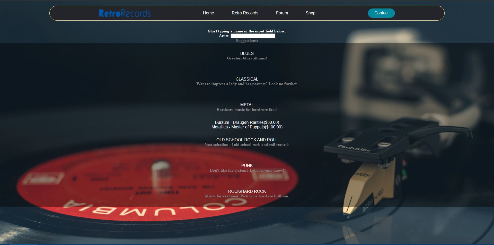 GitHub - alenbasar1/RetroRecords: This is a retro LP record store which includes a product page ...
