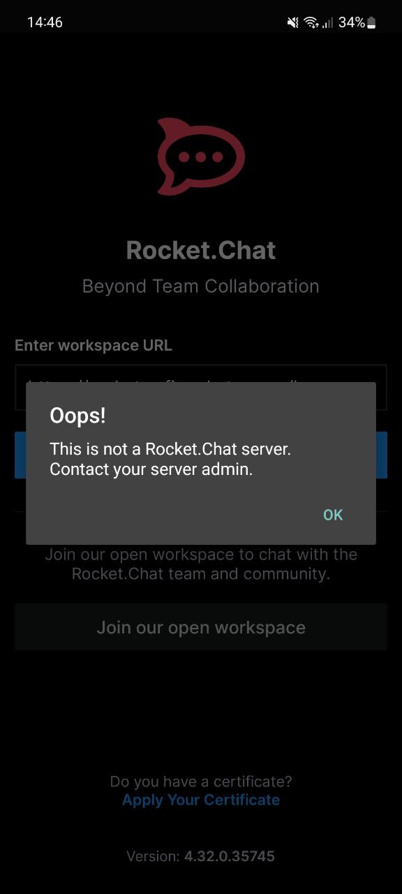 This is not a Rocket.Chat server. · Issue #27219 · RocketChat/Rocket.Chat · GitHub