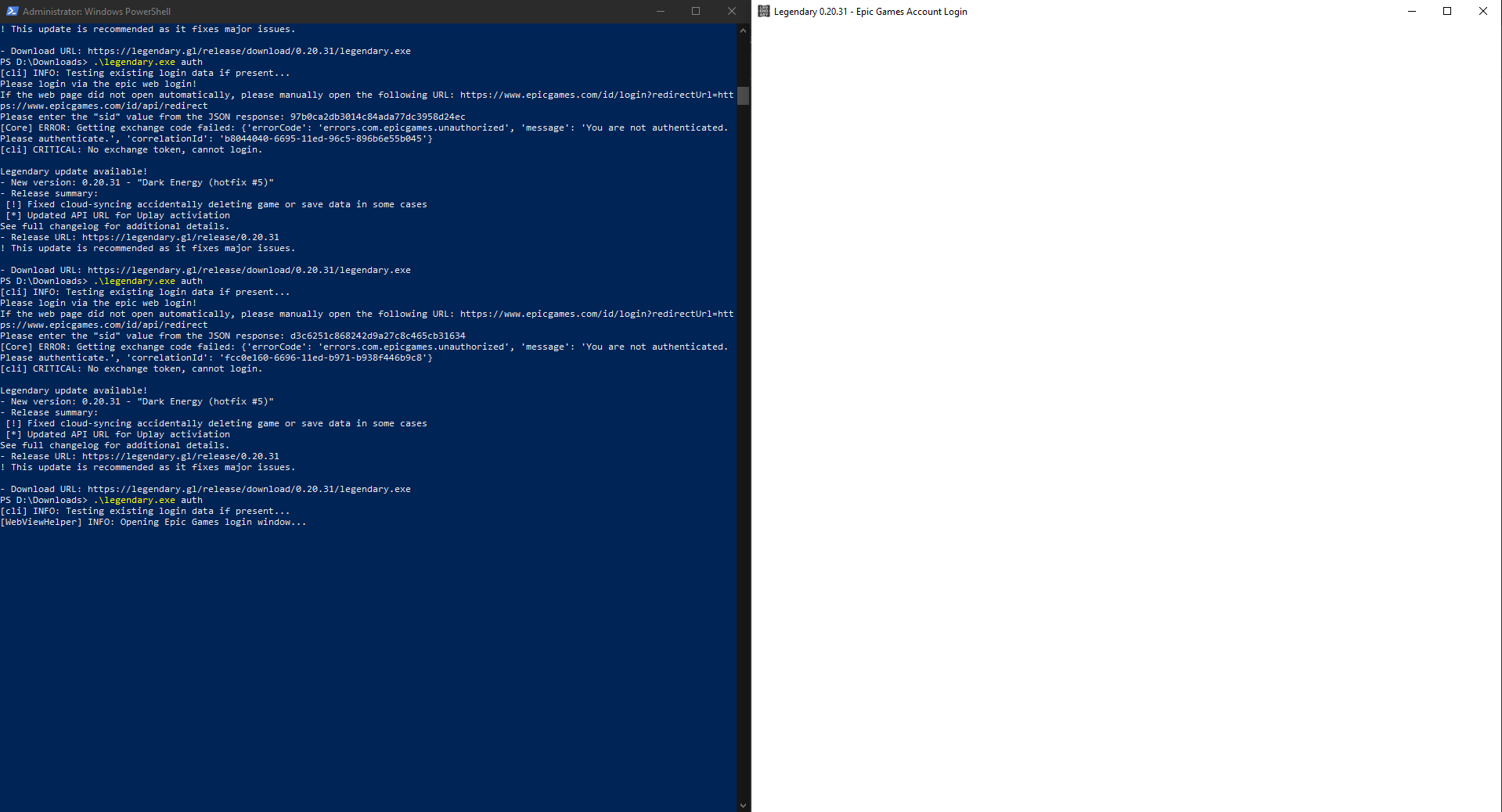 Auth window doesn't work on Windows (blank screen) · Issue #499 · derrod/legendary · GitHub