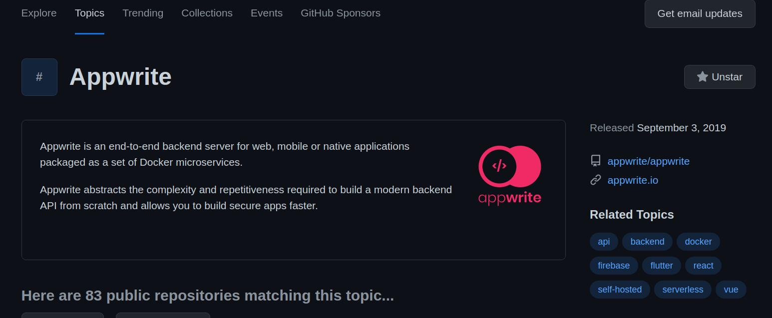 Help by improving Appwrite's GitHub topic 📡 · Issue #1888 · appwrite/appwrite · GitHub