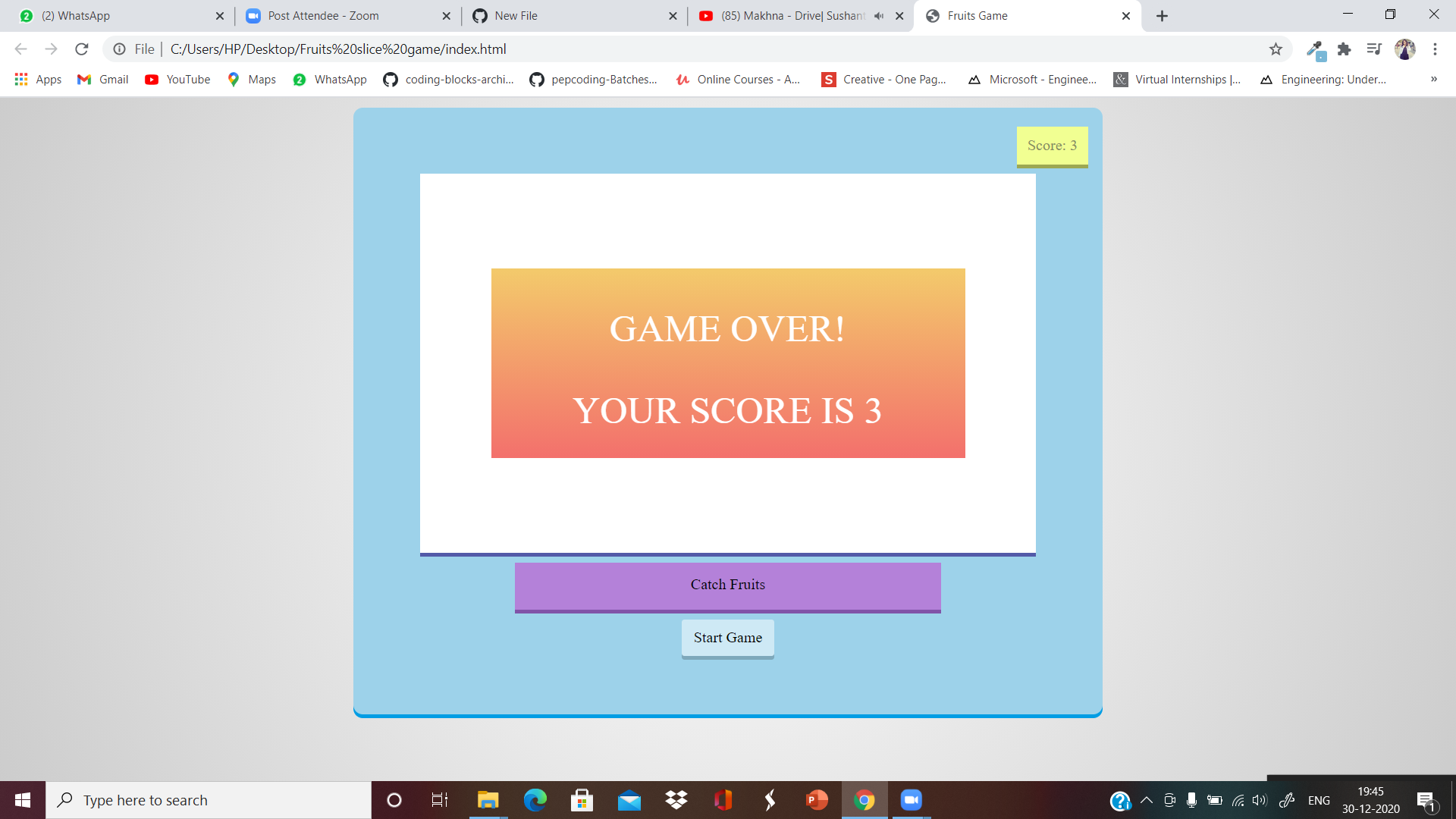 GitHub - Nishtha0801/Fruits-Slice-game