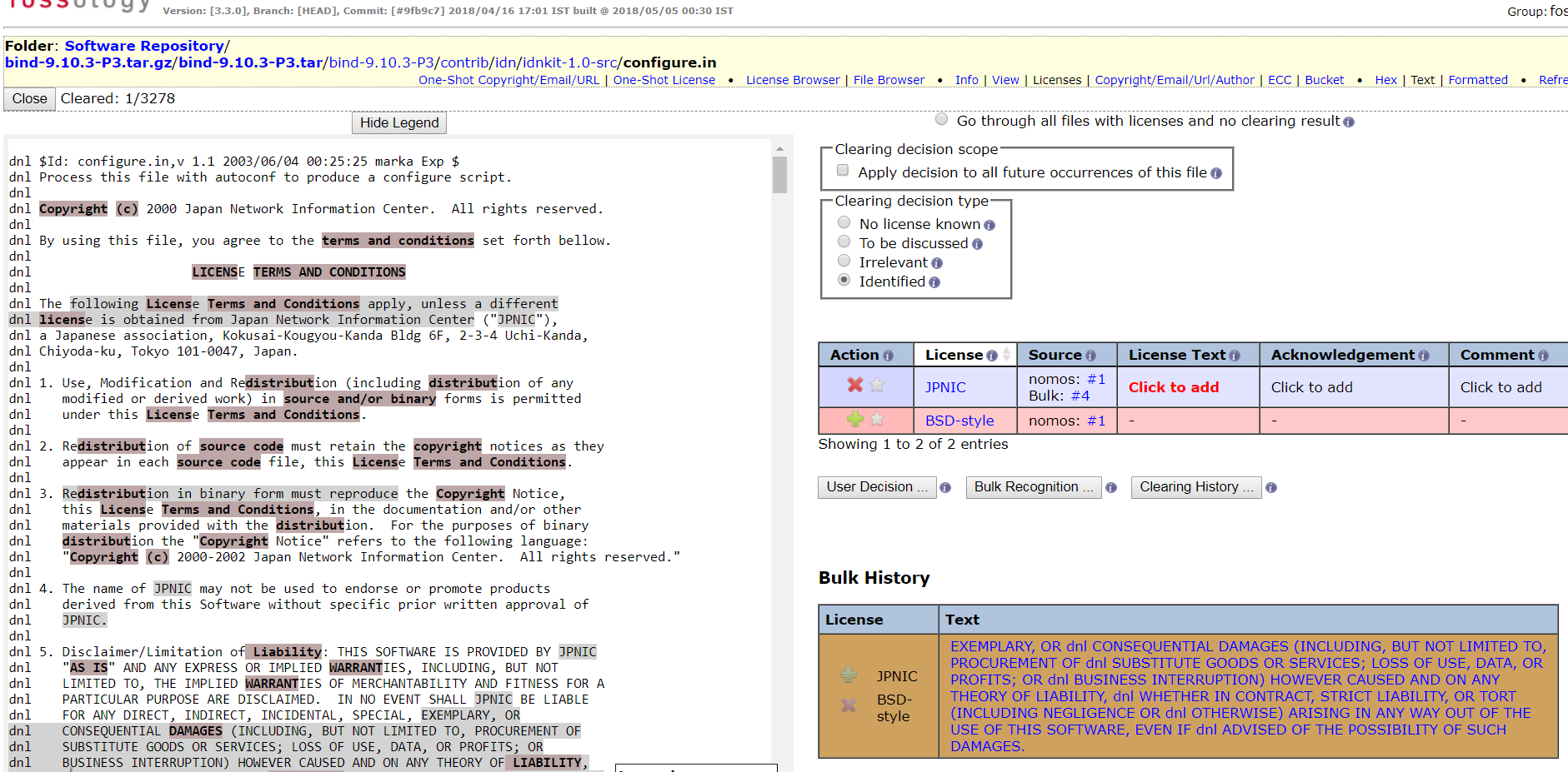 Bulk Recognition Not Working · Issue 1089 · Fossology Fossology · Github