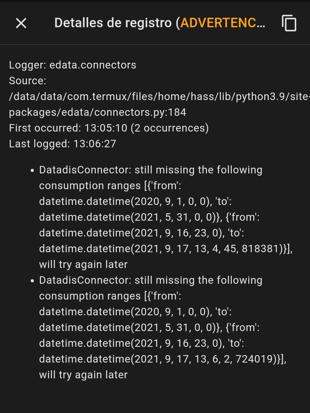 No descarga consumos anteriores al 31-05-2021 · Issue #17 · uvejota/homeassistant-edata · GitHub