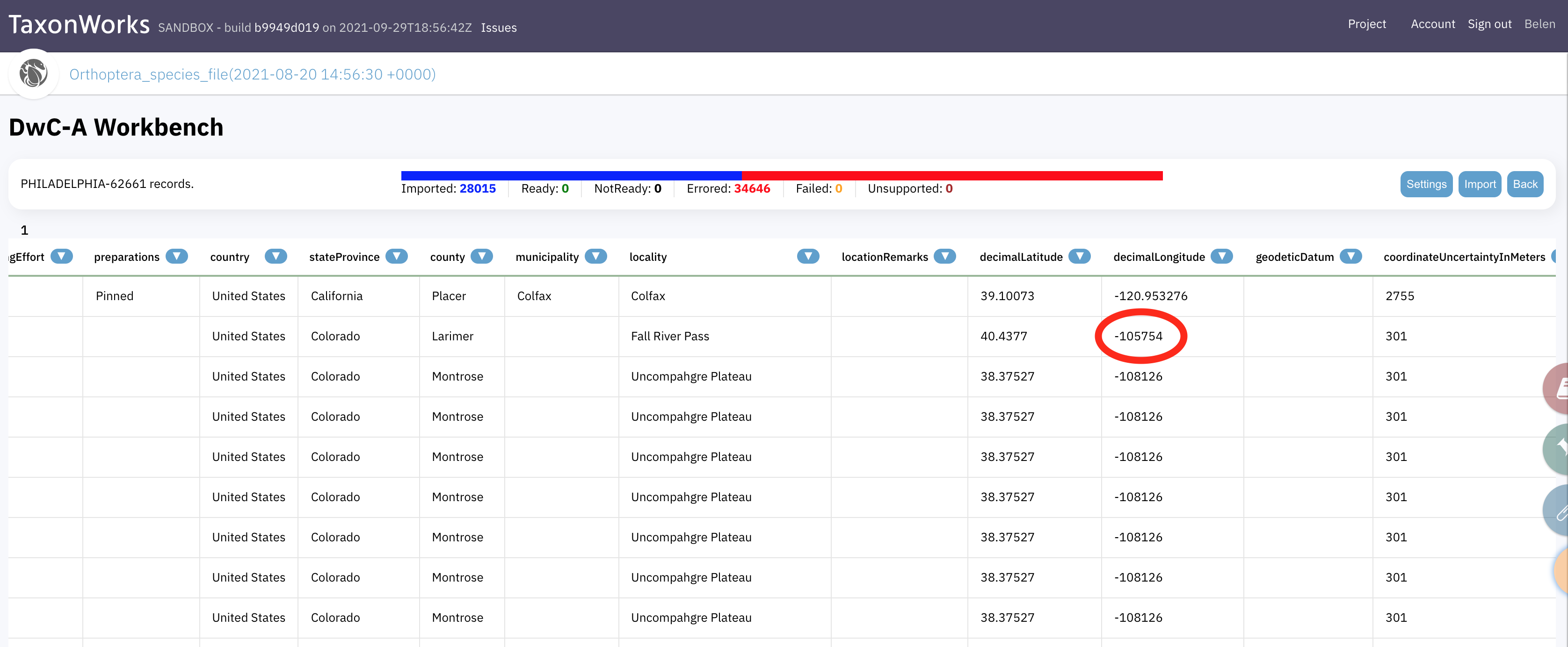Georeferences boundaries and values interpretation- Task Comprehensive specimen digitization and ...