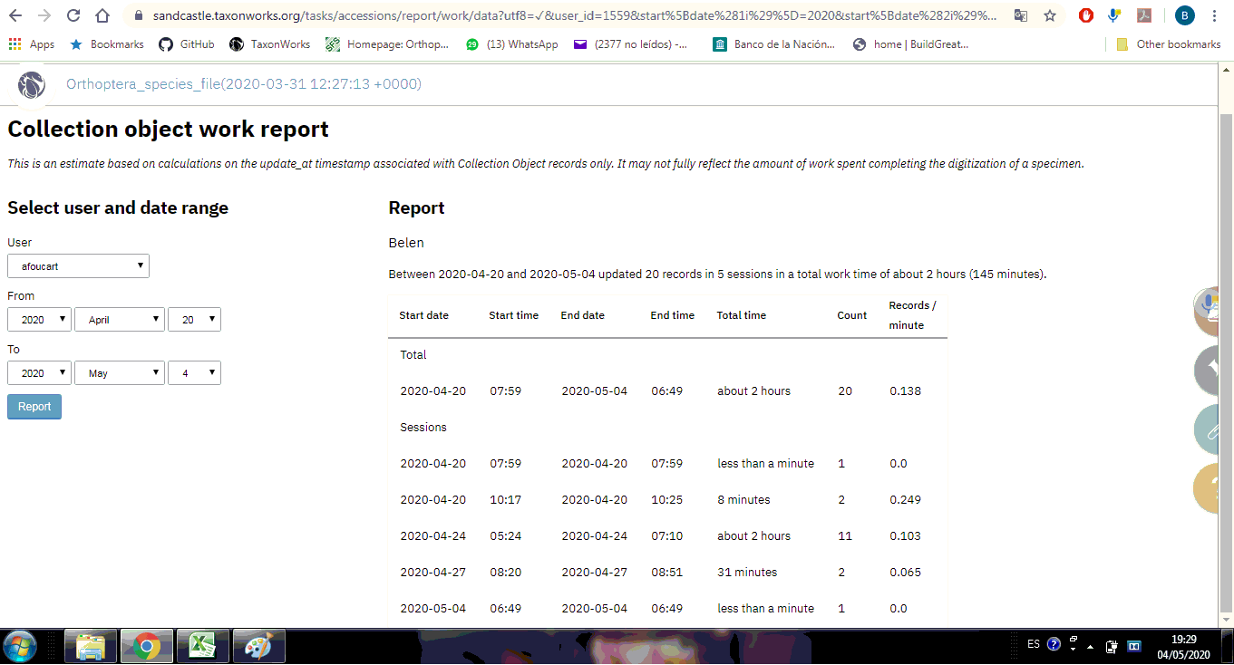 Collection object work report · Issue #1477 · SpeciesFileGroup/taxonworks · GitHub