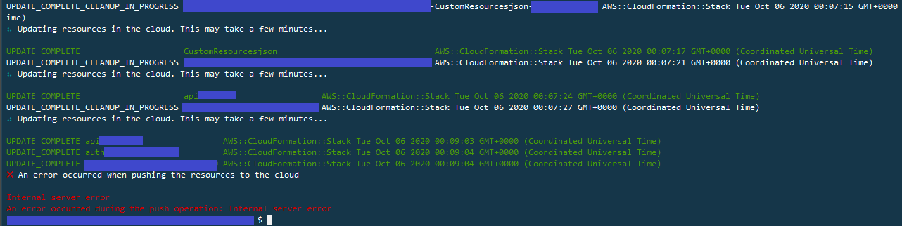 Push Error Internal Server Error · Issue 5368 · Aws Amplifyamplify