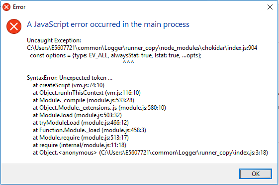 Node Chokidar syntax error in the module's index.js · Issue #1022 · paulmillr/chokidar · GitHub