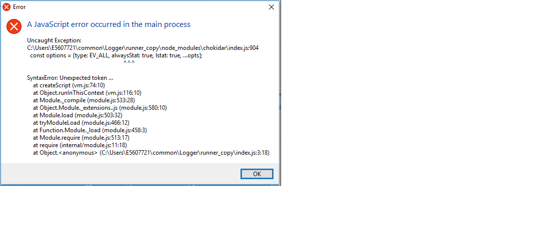Node Chokidar syntax error in the module's index.js · Issue #1022 · paulmillr/chokidar · GitHub