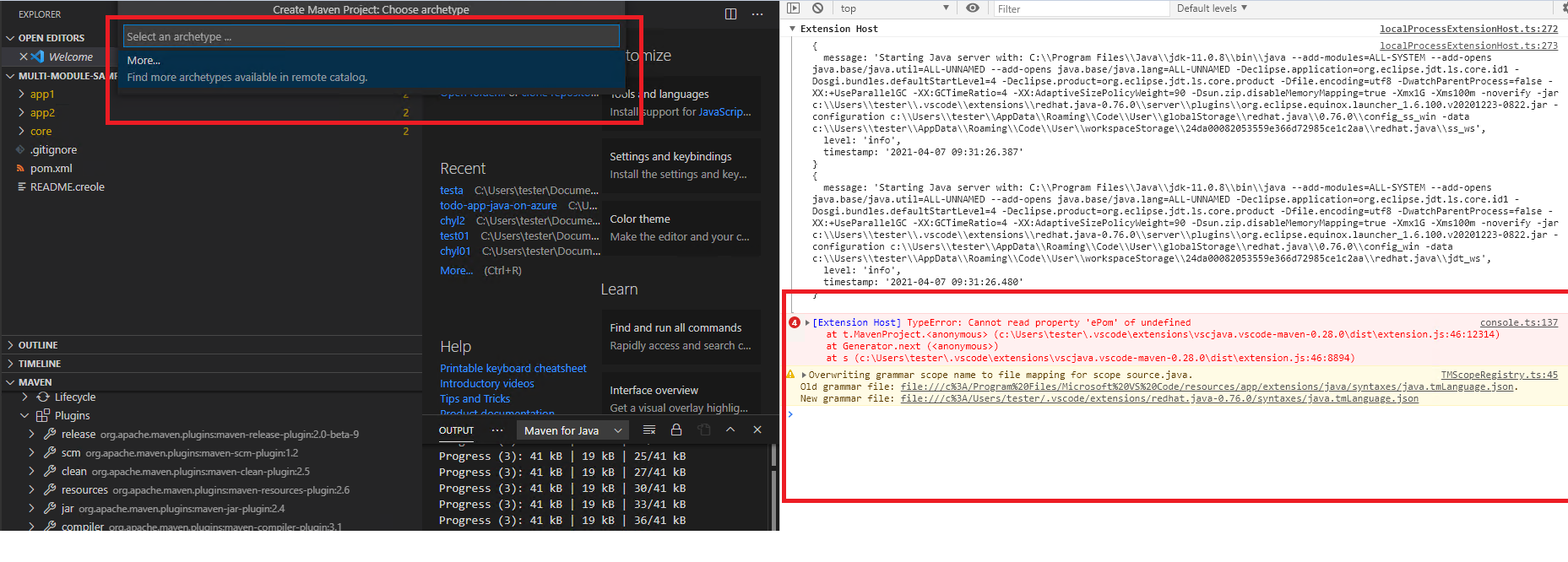 Can T Show A Dropdown List Of Popular Maven Archetypes · Issue 611 · Microsoft Vscode Maven