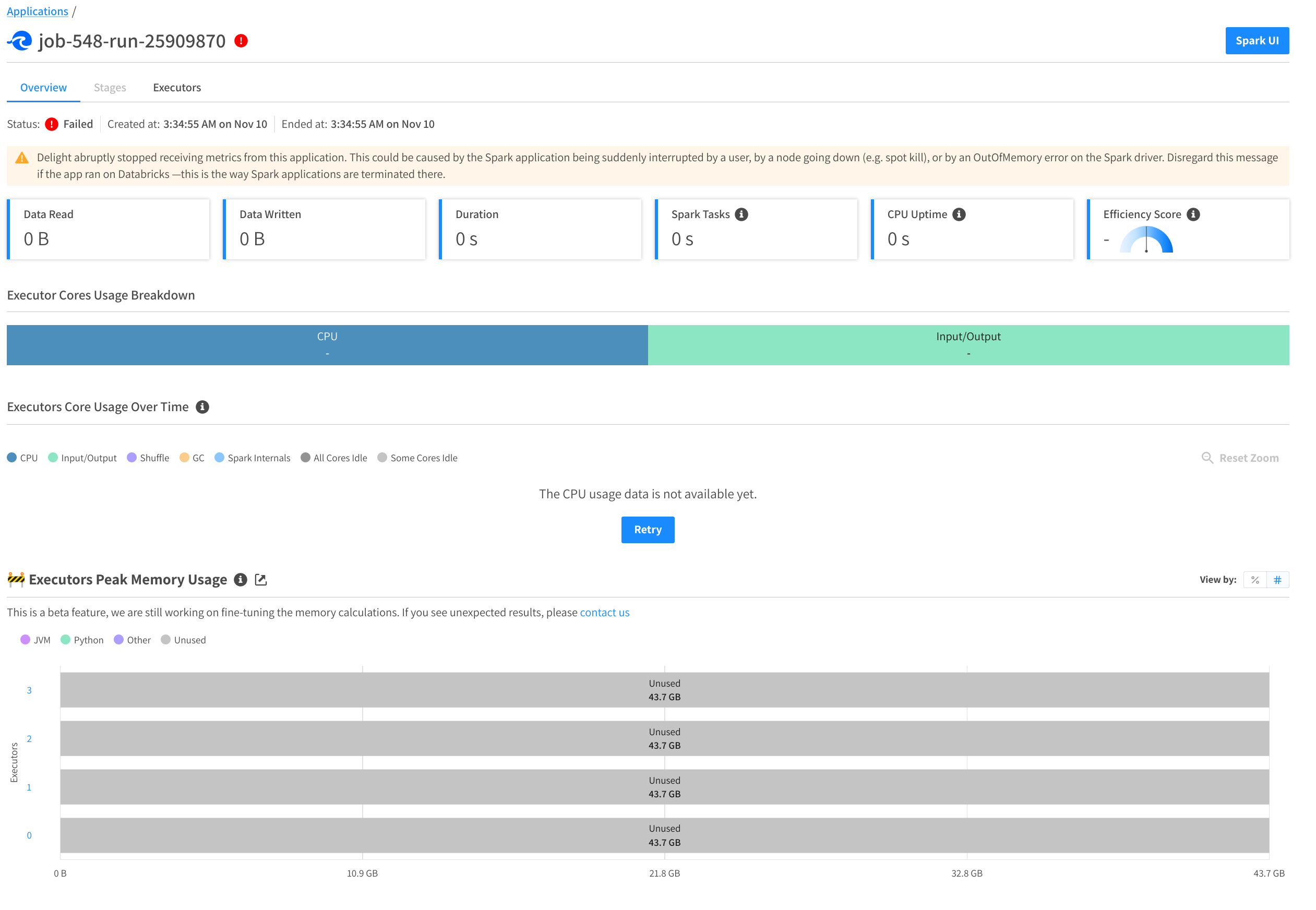 No metrics shown for pipeline runs on Databricks · Issue #28 · datamechanics/delight · GitHub