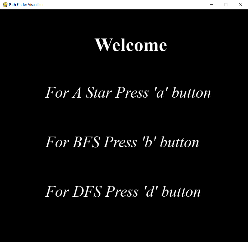 GitHub - KartikKaushik444/Path-Algorithm-Visualizer: Visualizes BFS, DFS and A Star pathfindiing ...