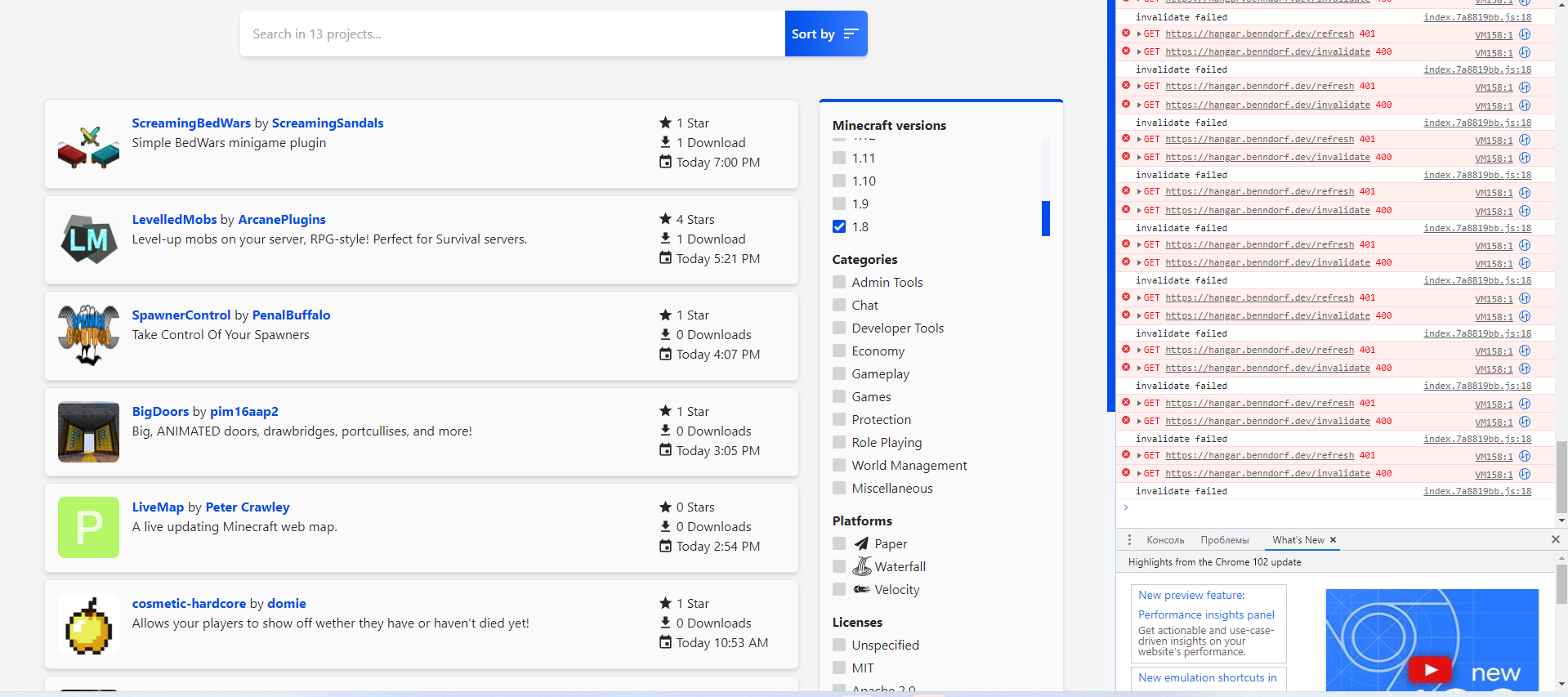 Implement Minecraft/Platform version filter on homepage · Issue #708 · HangarMC/Hangar · GitHub