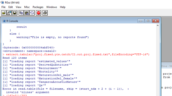 R extract.tabular fails near end of input file · Issue #303 · Casal2/CASAL2 · GitHub